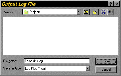 Output Log Dialog Window